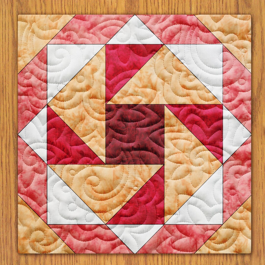 Whirling Triads Block PDF Pattern With Video Tutorial || 6, 8, 10, 12 ...