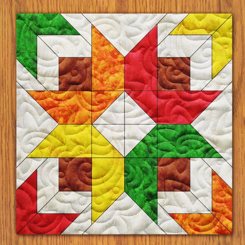 Seasonal Fall Quilt Block PDF Pattern With Video Tutorial || 16, 18, 20 ...