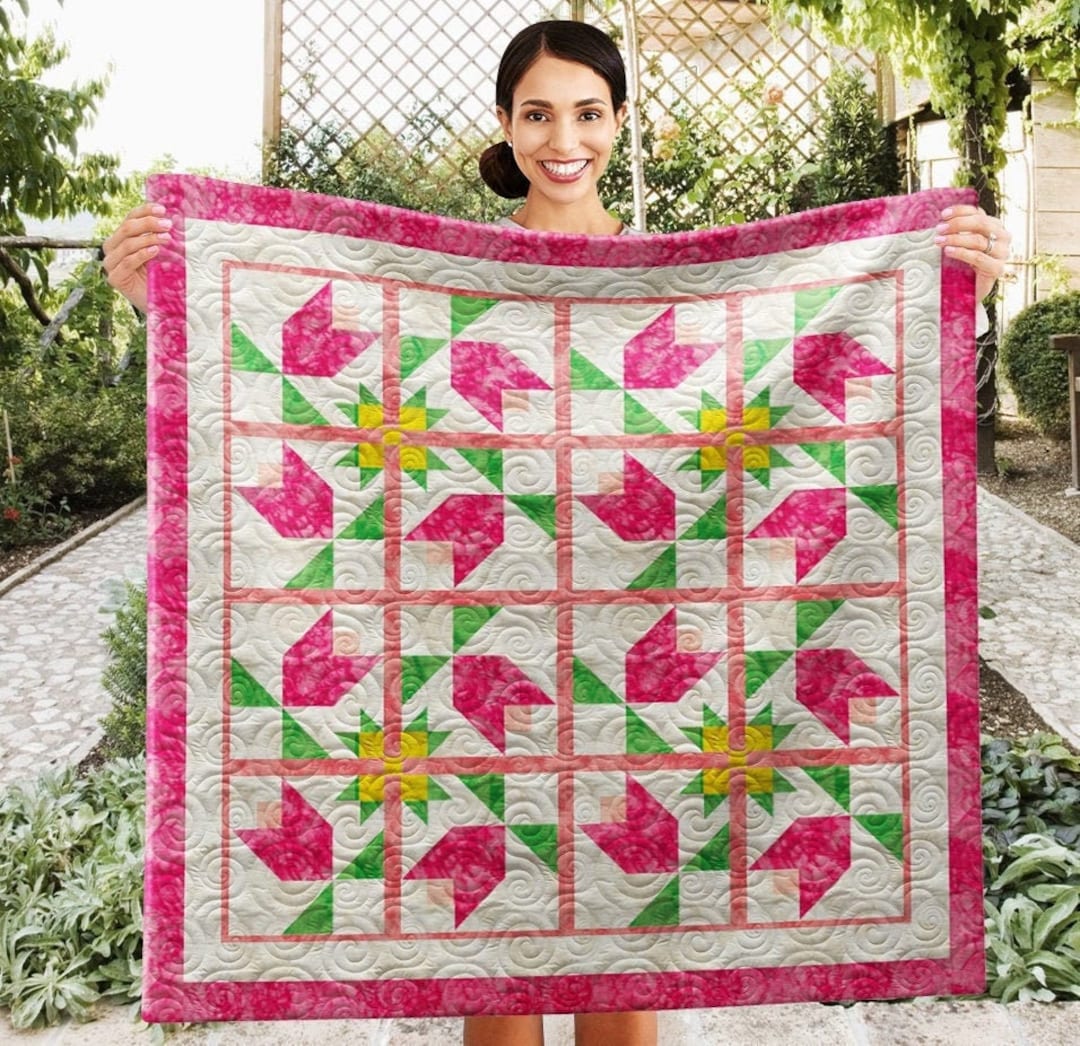 Tulips Star Quilt Wall Quilt PDF Pattern With Video Tutorial || 40x40 ...
