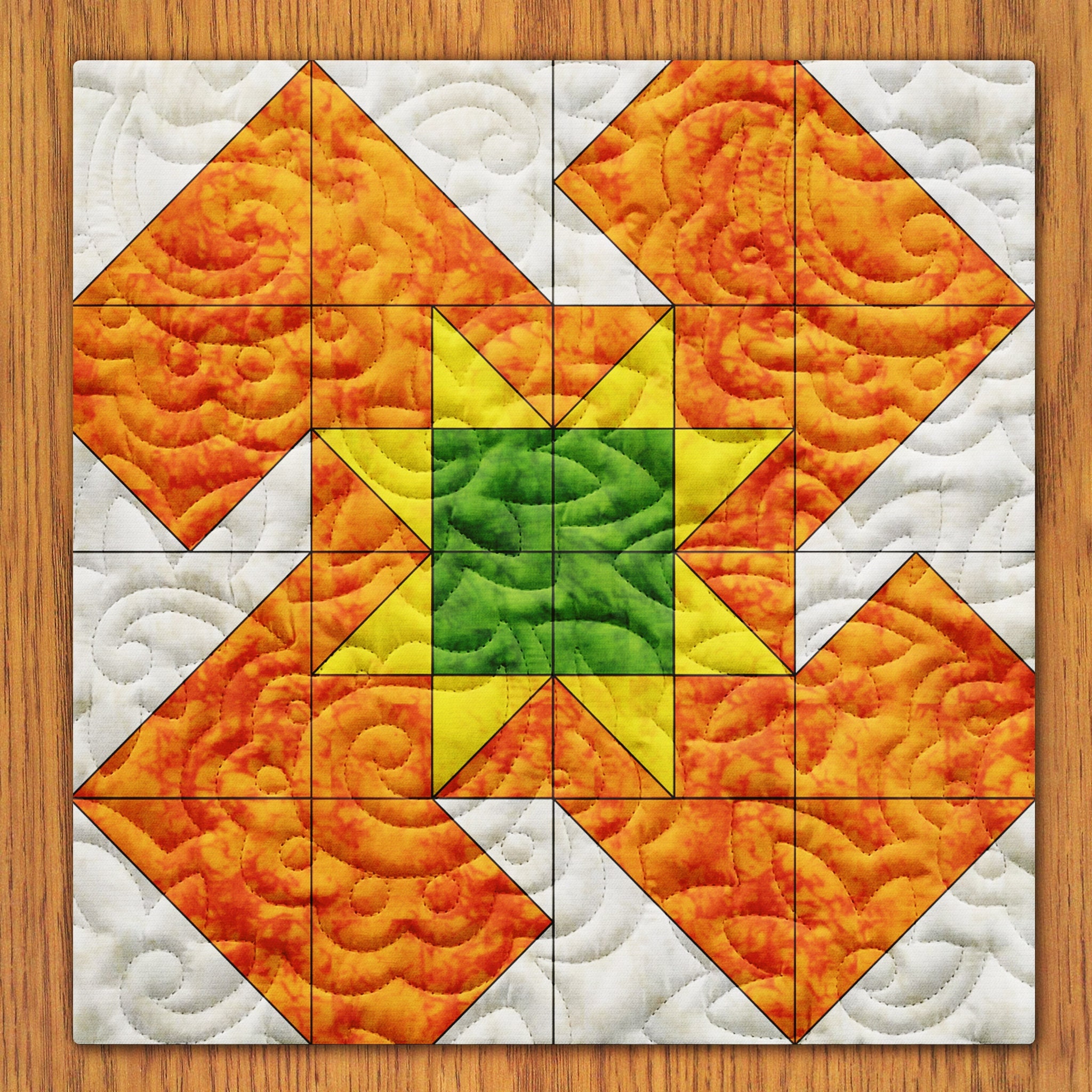Squash Flower Quilt Block PDF Pattern With Video Tutorial || 6, 8, 10 ...