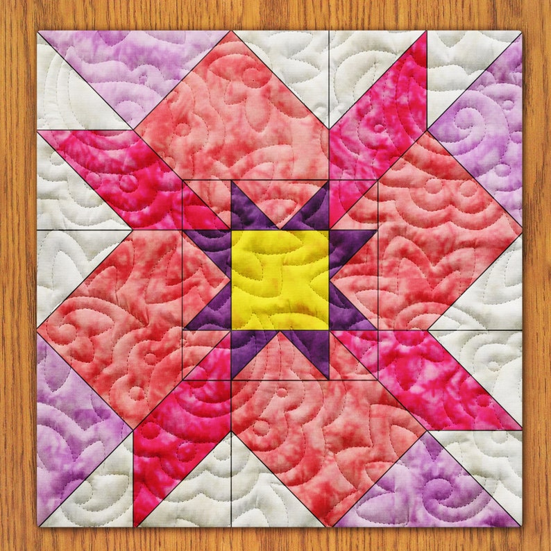 Rosie Star Quilt Block PDF Pattern With Video Tutorial || 16, 18, 20 ...