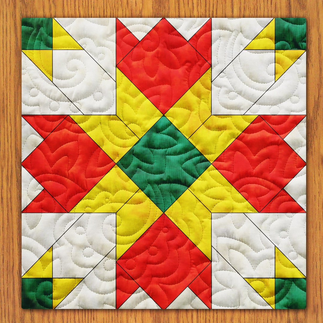 Sunflower Palm Quilt Block PDF Pattern With Video Tutorial || 16, 18 ...