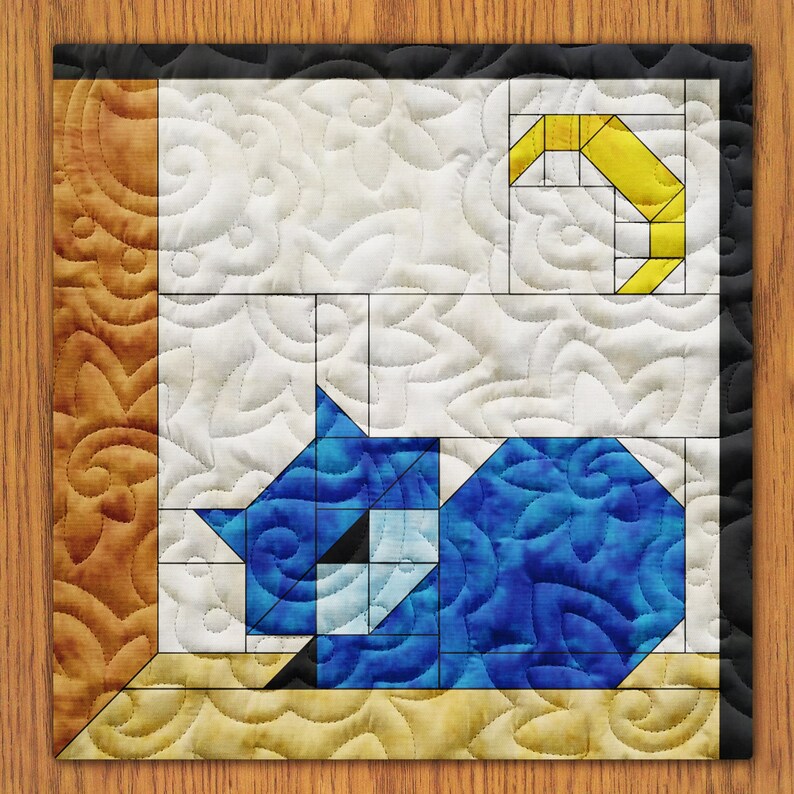 Sleeping Cat Quilt Block PDF Pattern With Video (Download Now) - Etsy