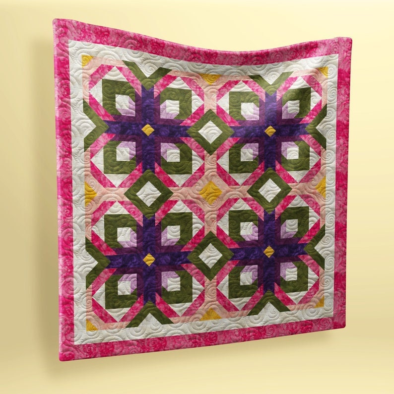 Rose Cube Wall Quilt PDF Pattern With Video Tutorial 40x40 - Etsy