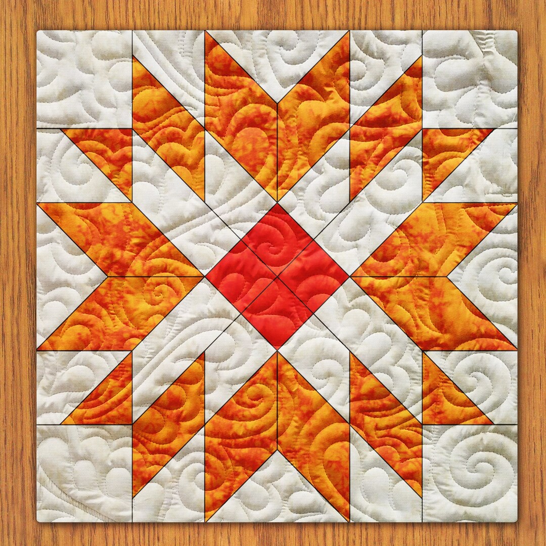 Phoenix Blaze Quilt Block PDF Pattern With Video Tutorial || 6, 8, 10 ...