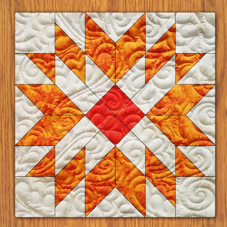 Phoenix Blaze Quilt Block PDF Pattern With Video Tutorial || 6, 8, 10 ...
