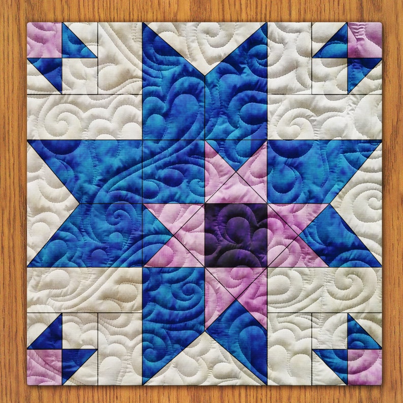 Triple Star Quilt Block PDF Pattern With Video Tutorial || 16, 18, 20 ...