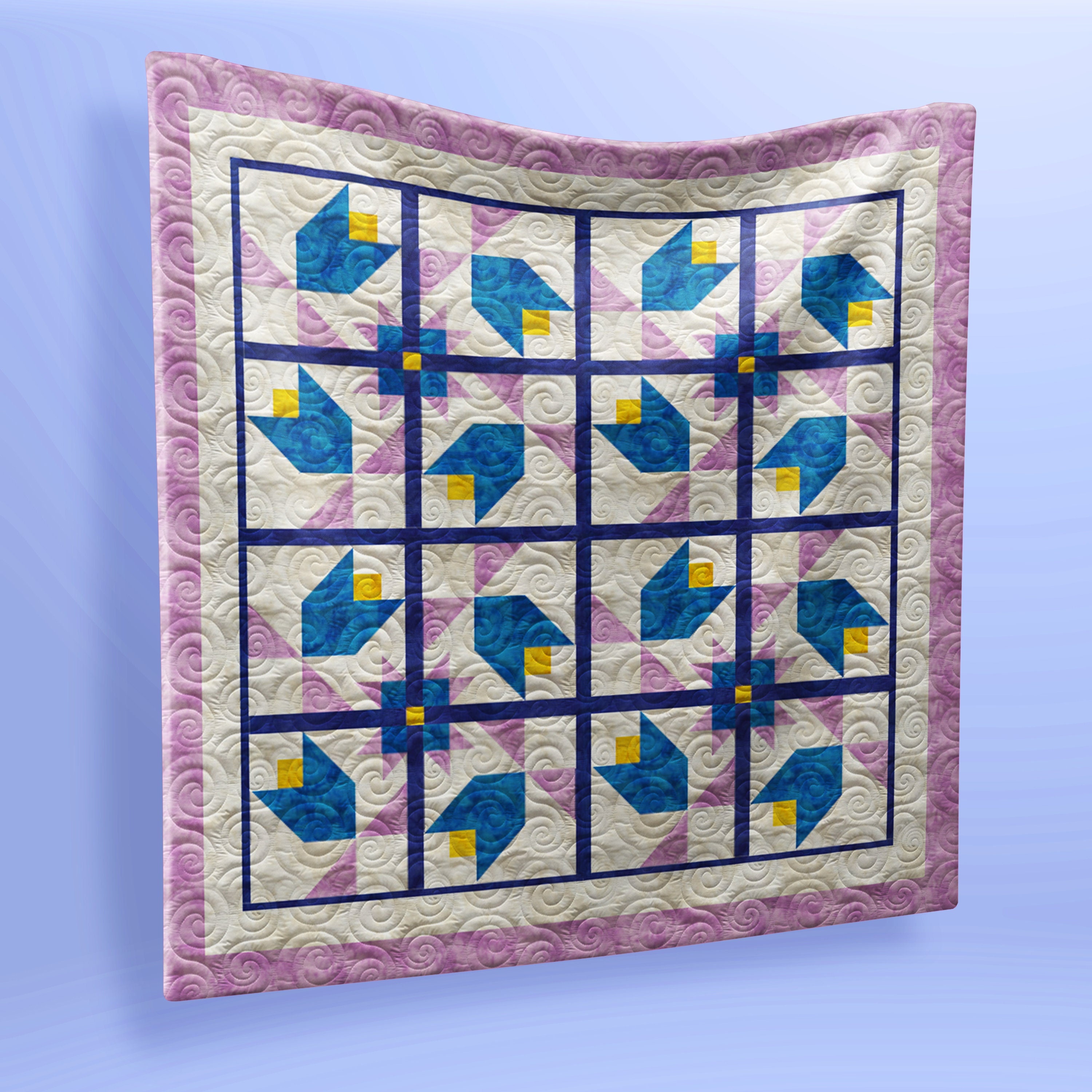 Tulips Star Quilt Wall Quilt PDF Pattern With Video Tutorial || 40x40 ...