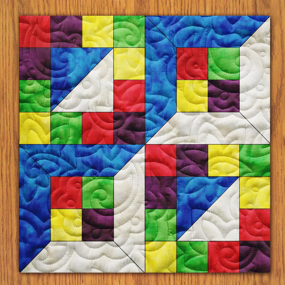 Four Patch Split Quilt Block PDF Pattern With Video Tutorial || 6, 8 ...