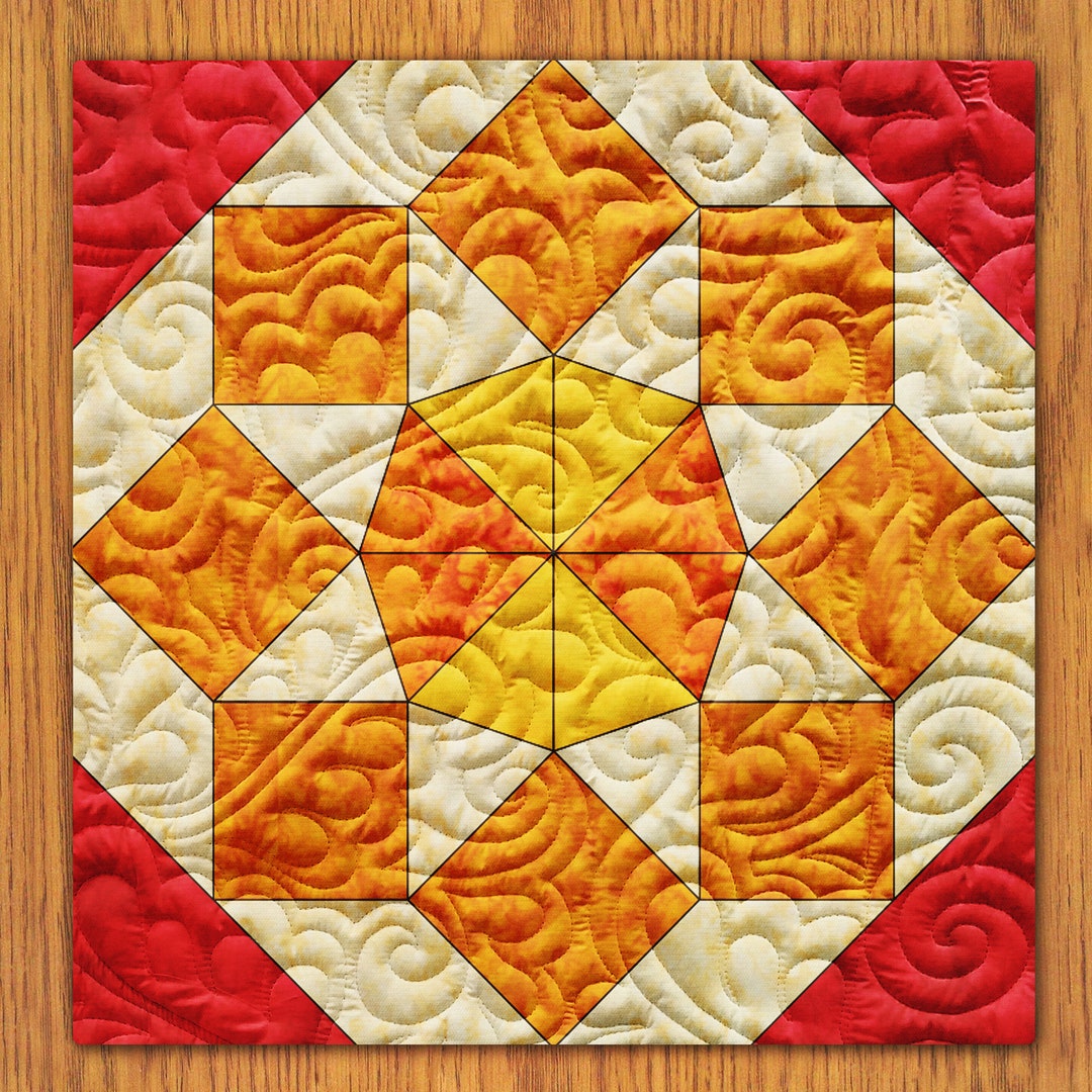 Sun Waves Quilt Block PDF Pattern With Video Tutorial || 6, 8, 10, 12 ...