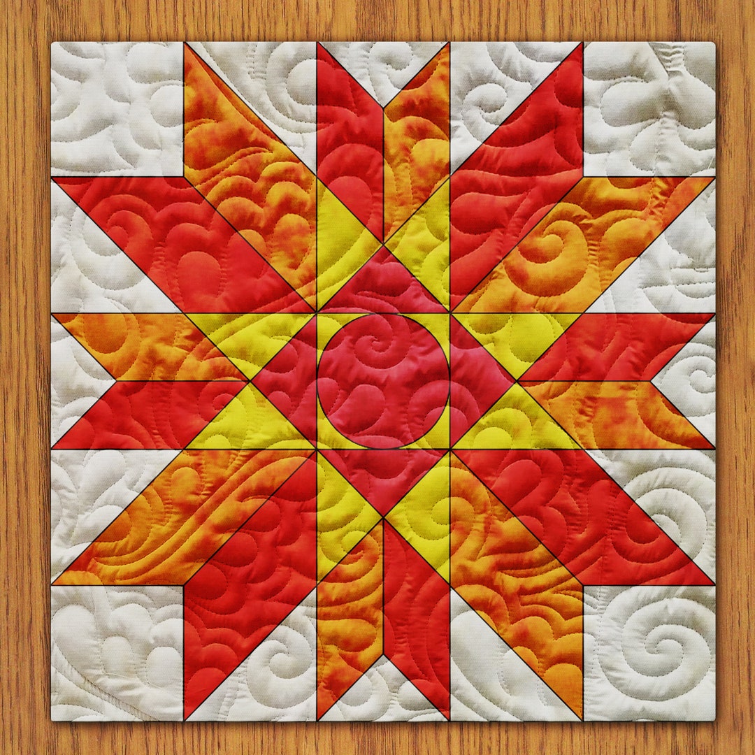 Double Super Star Quilt Block PDF Pattern With Video Tutorial || 16, 18 ...