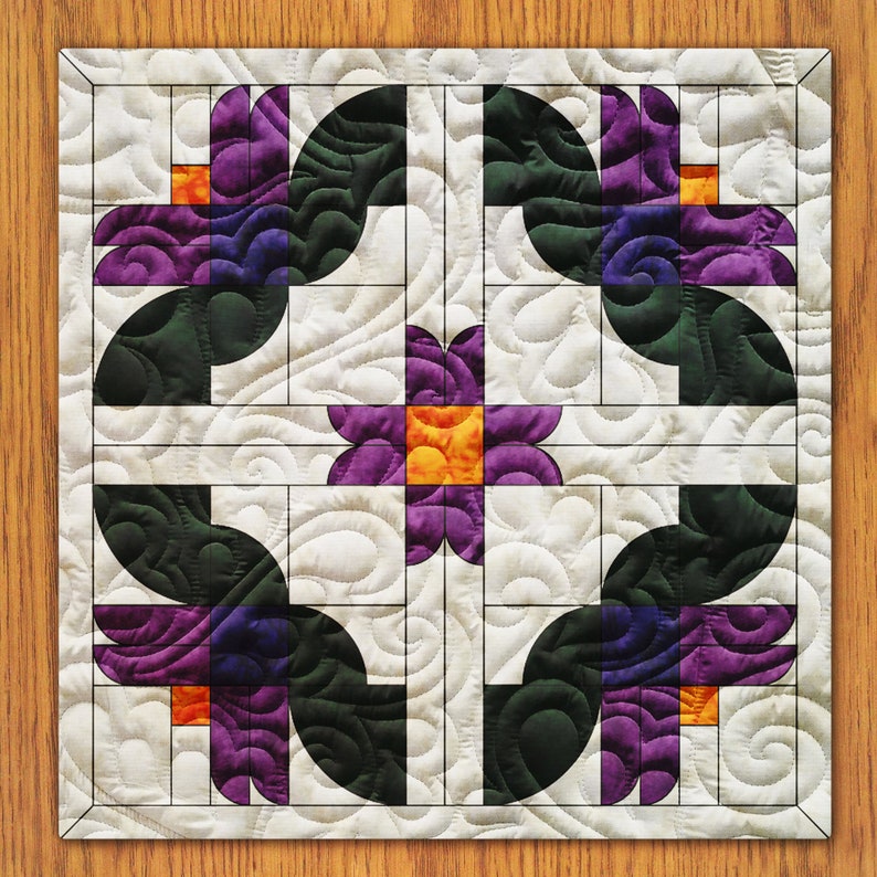 Cactus Flower Star Quilt Block PDF Pattern With Video Tutorial || 6, 8 ...