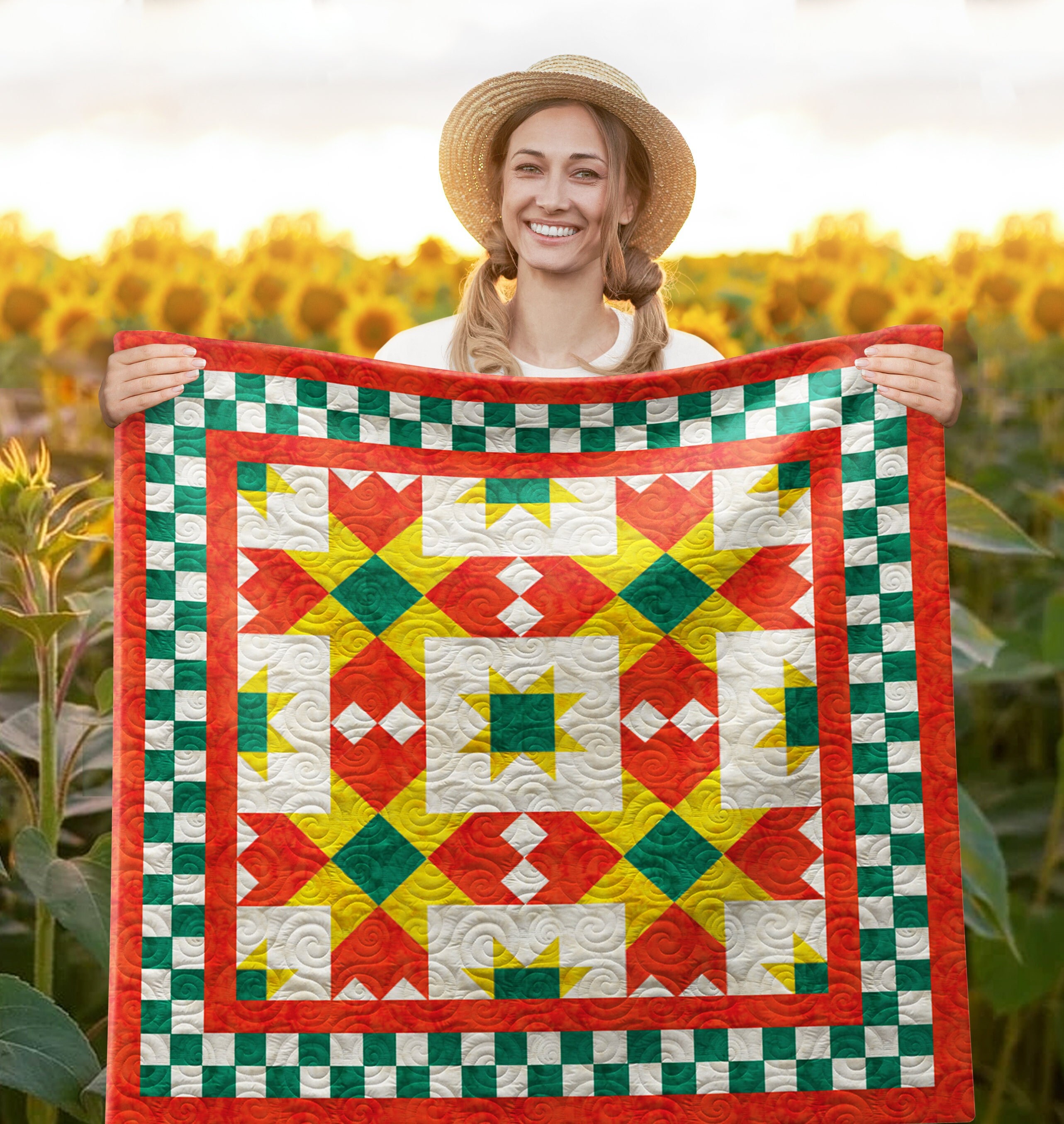 Sunflower Palm Wall Quilt PDF Pattern With Video Tutorial - 40x40 ...