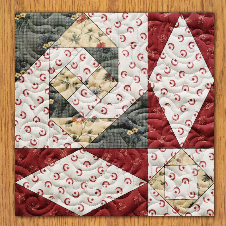 Geometric Waves Quilt Block PDF Pattern With Video Tutorial || 16, 18 ...