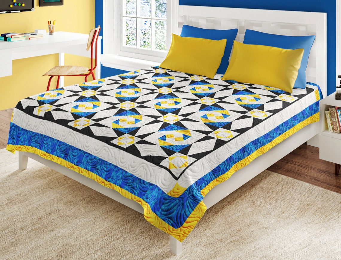 Geometric Waves Quilt Block PDF Pattern With Video Tutorial 16, 18, 20 ...