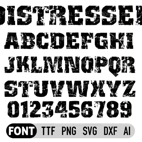 DISTRESSED FONT SVG Instant Download Distressed Alphabet - Etsy