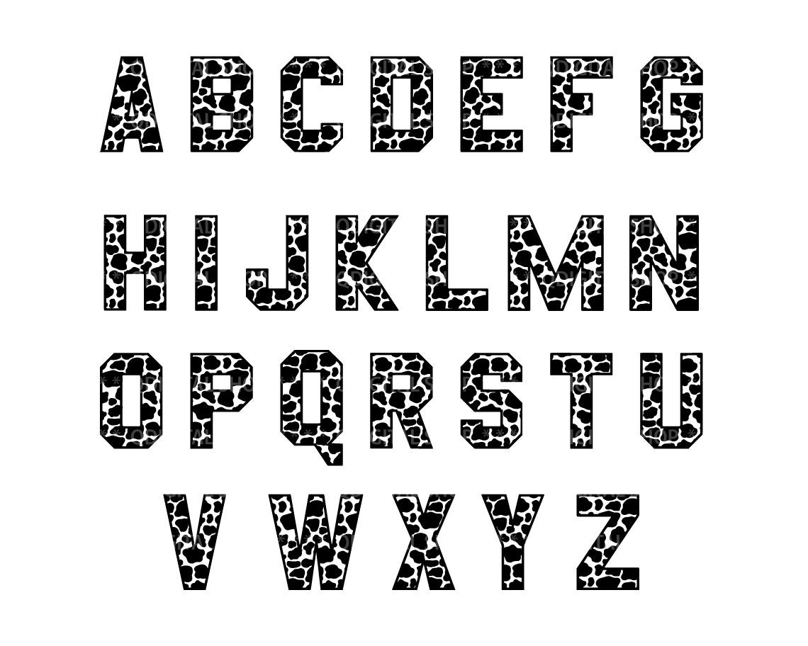 Cow Font Svg TTF Png Cow Alphabet Svg Cow Farmhouse Font - Etsy