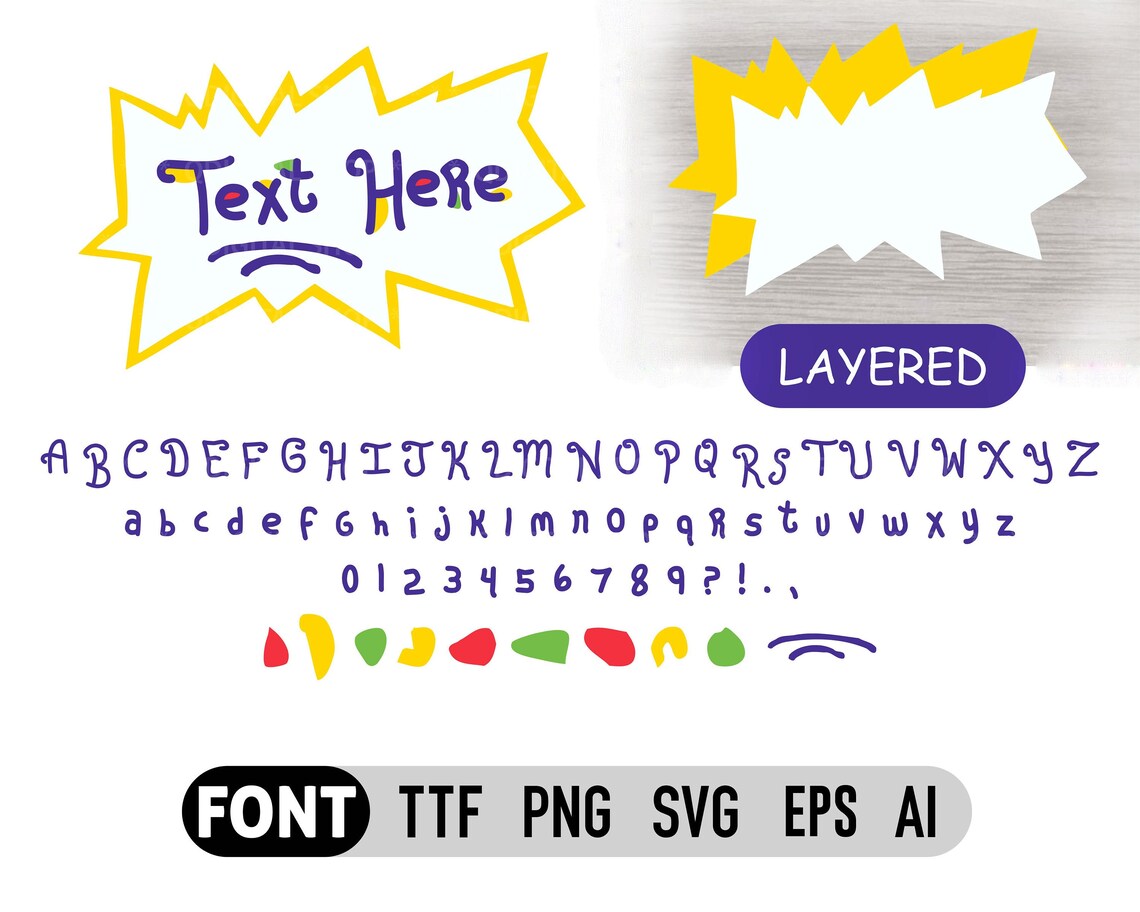 Cartoon Sign and Alphabet Svg LAYERED Font File Svg File - Etsy