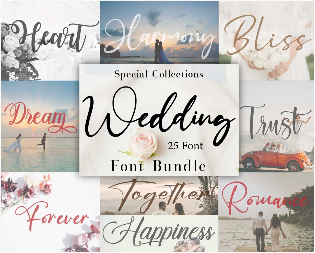 Wedding Font Bundle, Calligraphy Fonts, Cricut Fonts, Procreate Fonts ...