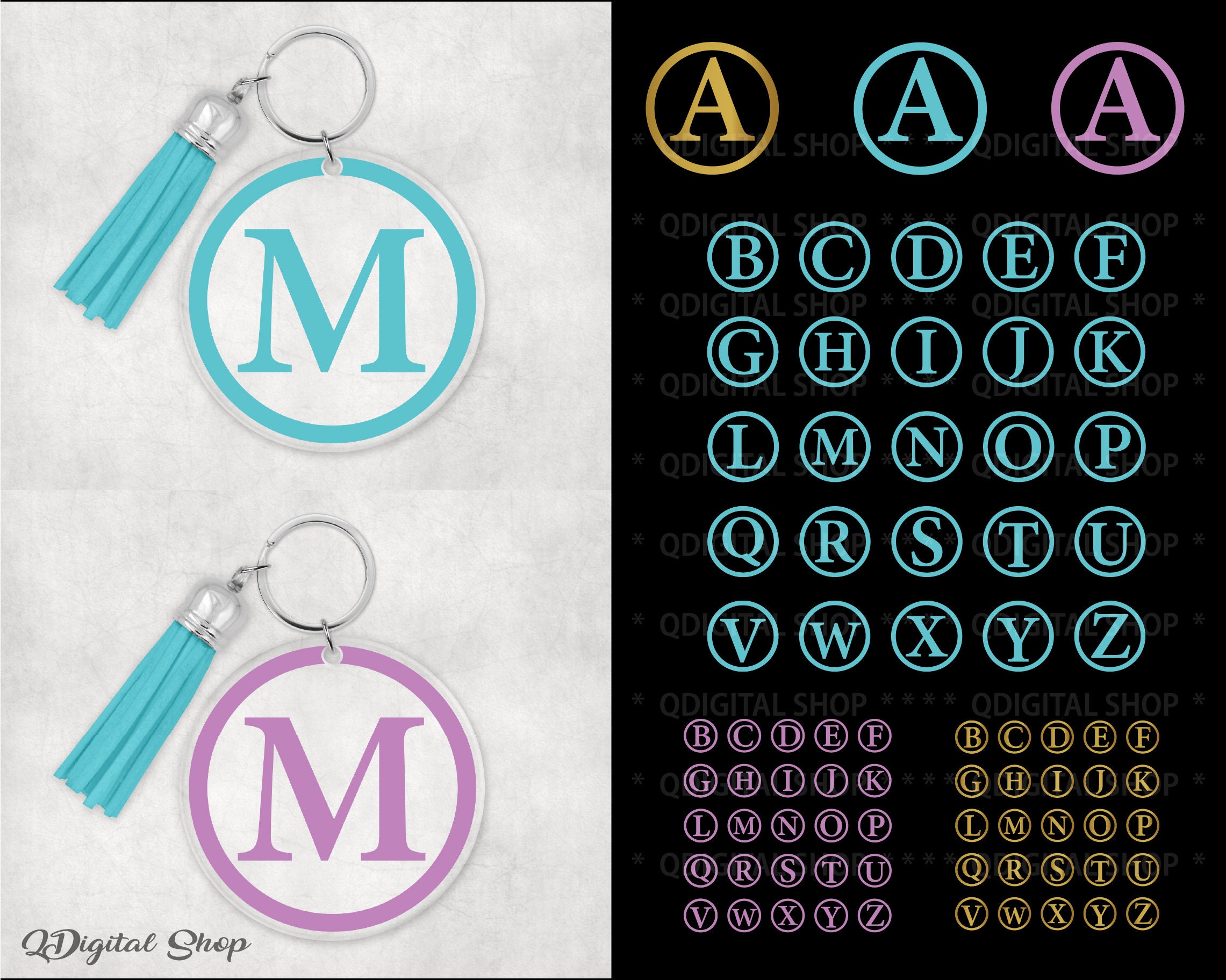 Monogram Svg Keychain Svg Keyring Pattern Svg Monogram - Etsy