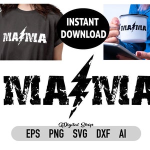 Mama SVG, PNG, Rocker Mom Svg, para Cricut, Silhouette, Shirt Design ...