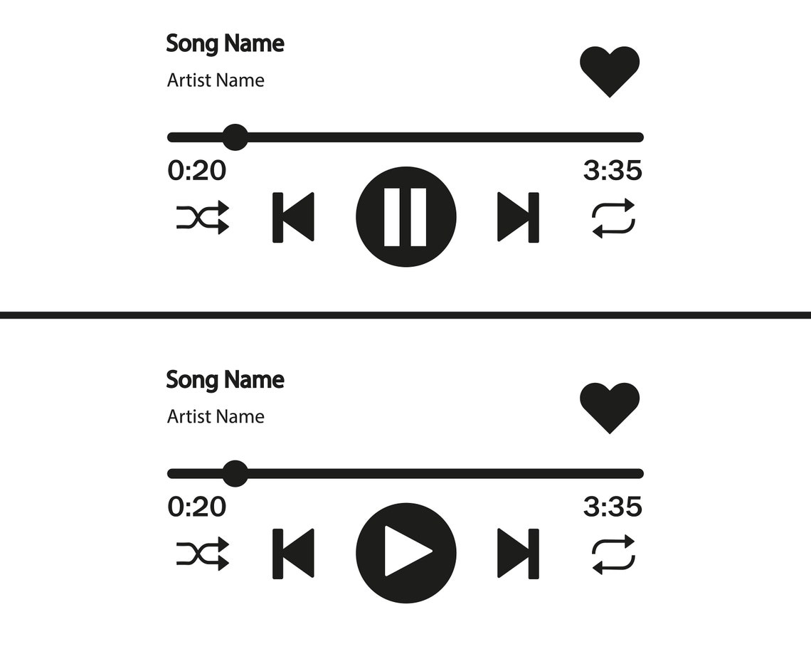 Audio Control Buttons SVG, DXF, Png, Music Player SVG File, Music ...