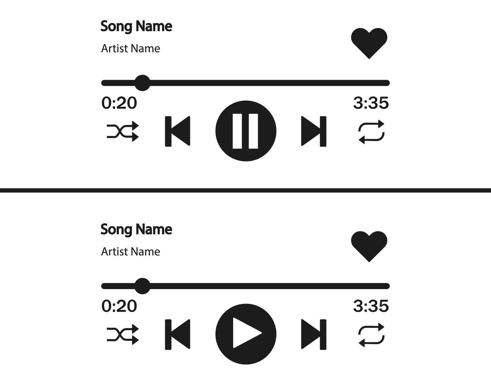 Audio Control Buttons SVG, DXF, Png, Music Player SVG File, Music ...