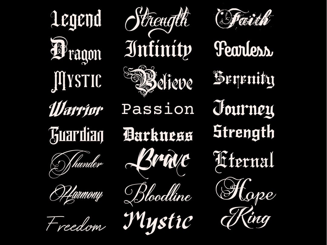 Premium Tattoo Font Bundle, Professional Tattoo Font Bundle, Procreate ...