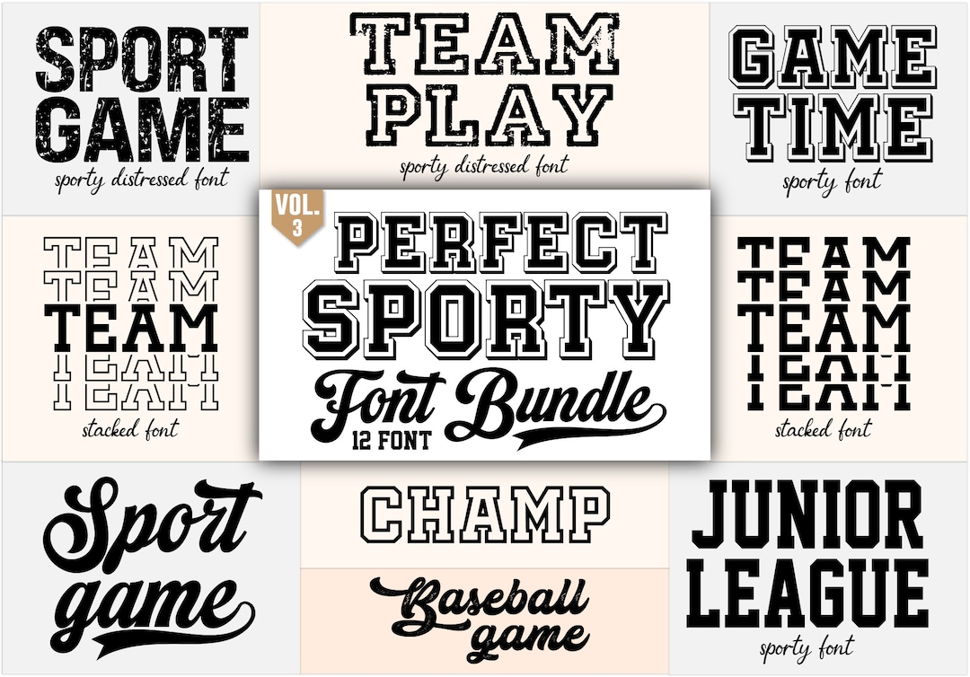Sports Font Bundle, Font for Cricut, Sporty Fonts, Jersey Number Fonts ...
