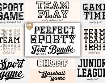 Sports Font Bundle, Font for Cricut, Sporty Fonts, Jersey Number Fonts ...
