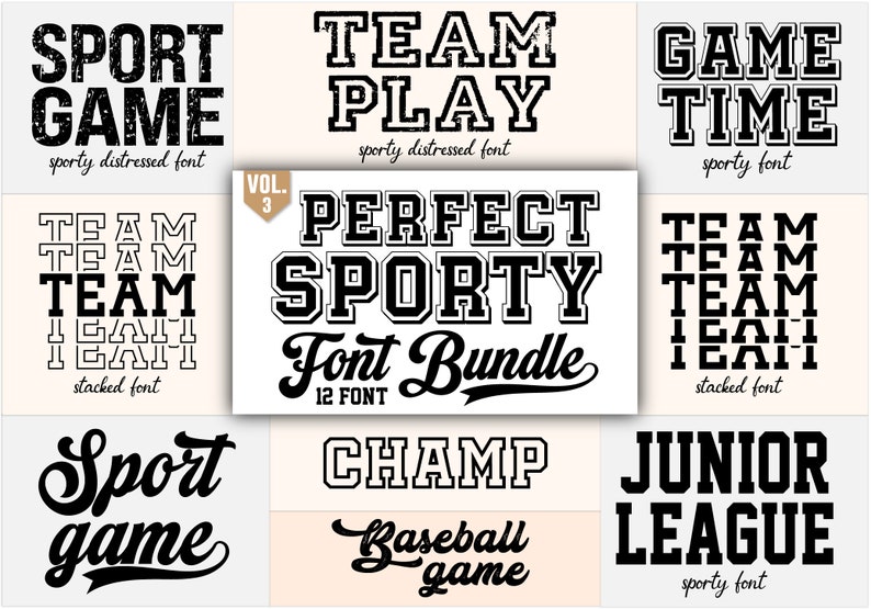 Sports Font Bundle, Font for Cricut, Sporty Fonts, Jersey Number Fonts ...