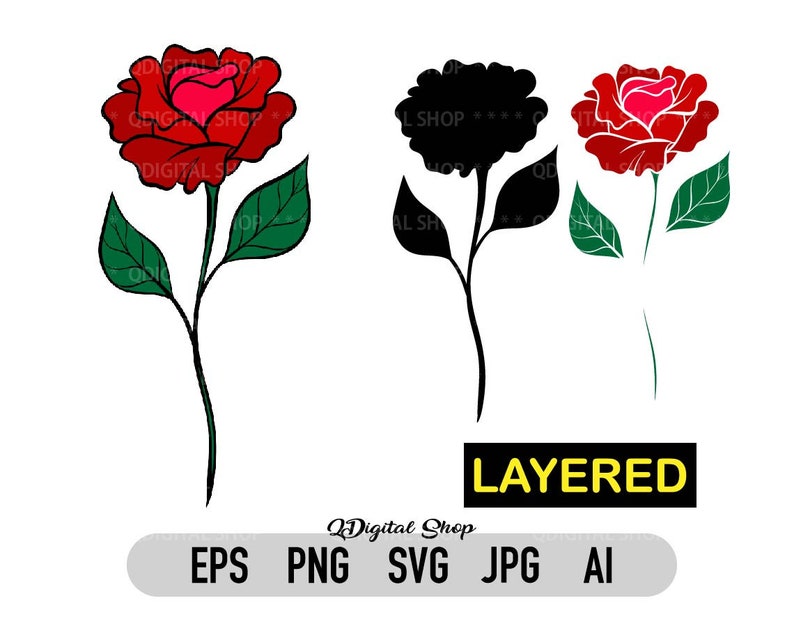Red Rose Svg Layered Rose Png Clipart Cricut Easy - Etsy