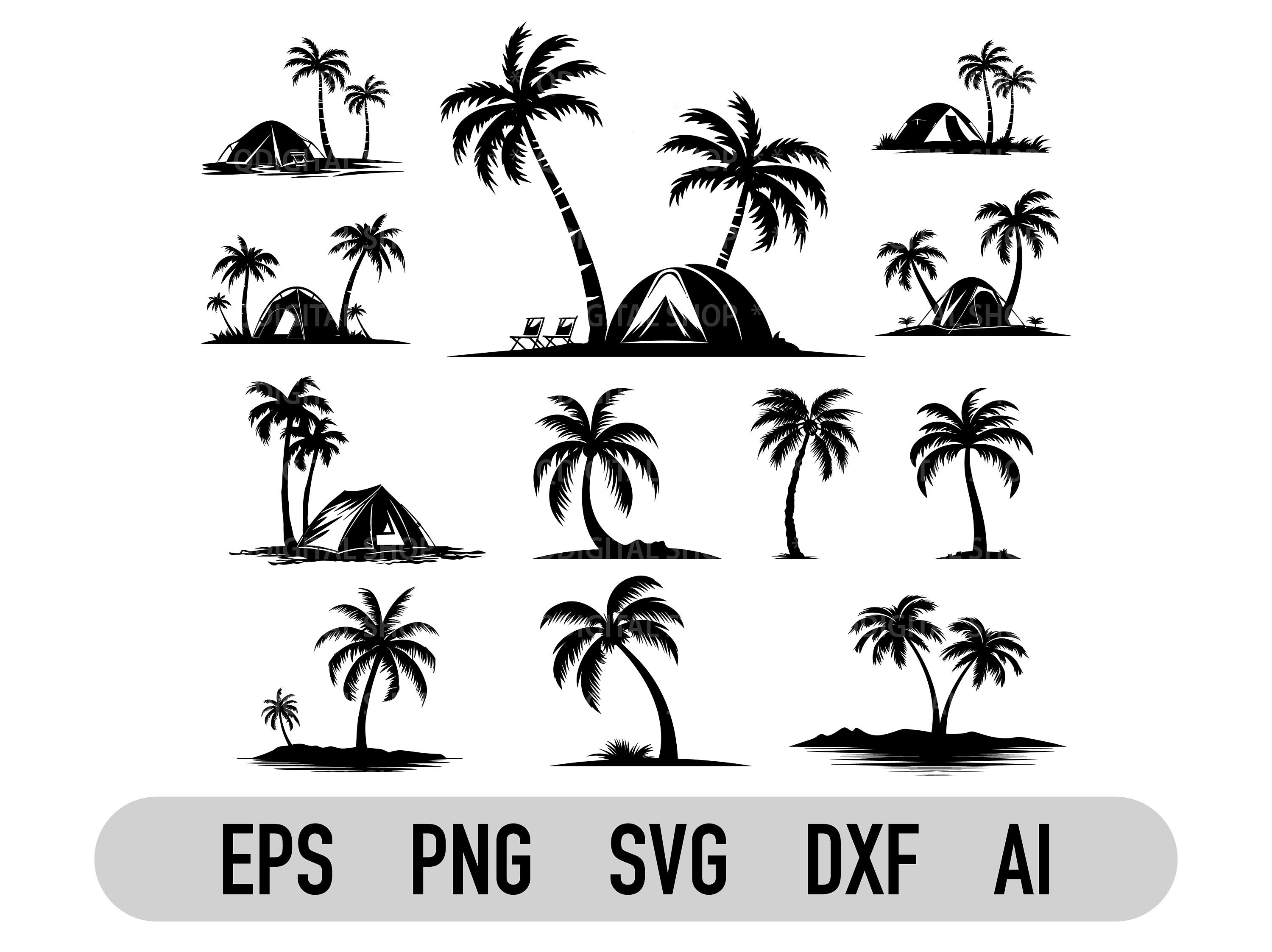 Palm Tree Svg Bundle, Palm Tree Png, Palm Tree Clipart, Cut Files for ...