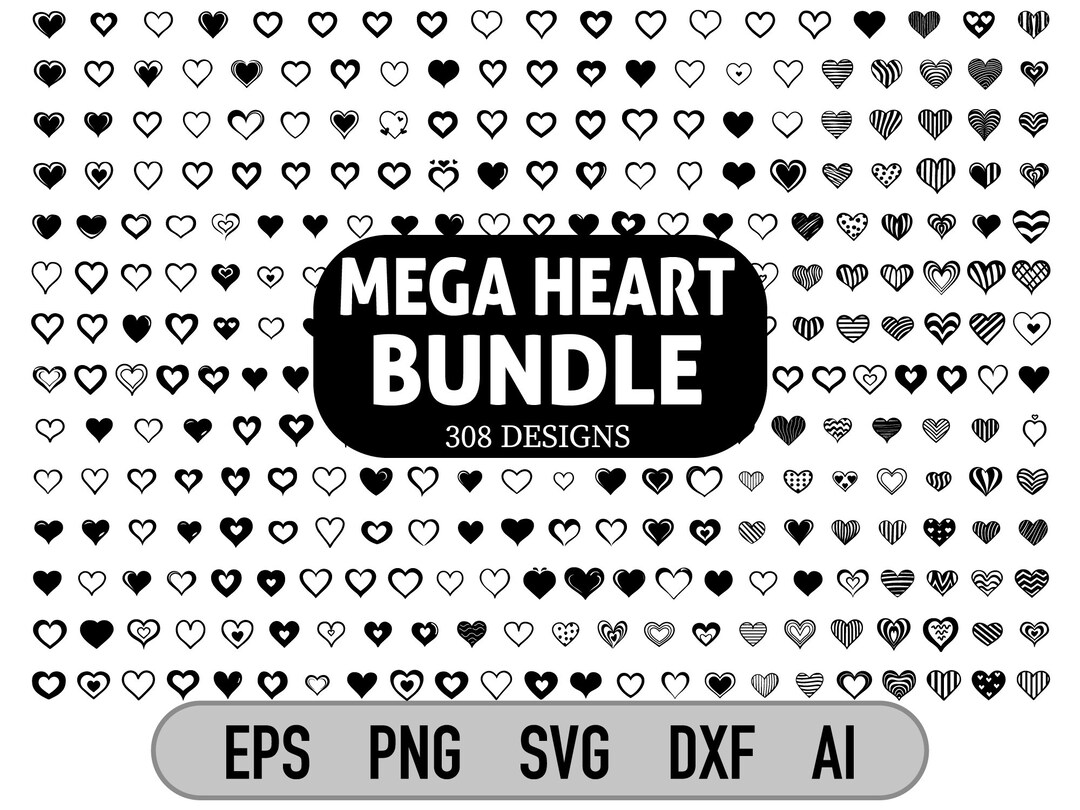 Heart Svg Bundle, 310 Heart Svg Designs, Valentine Svg, Heart ...