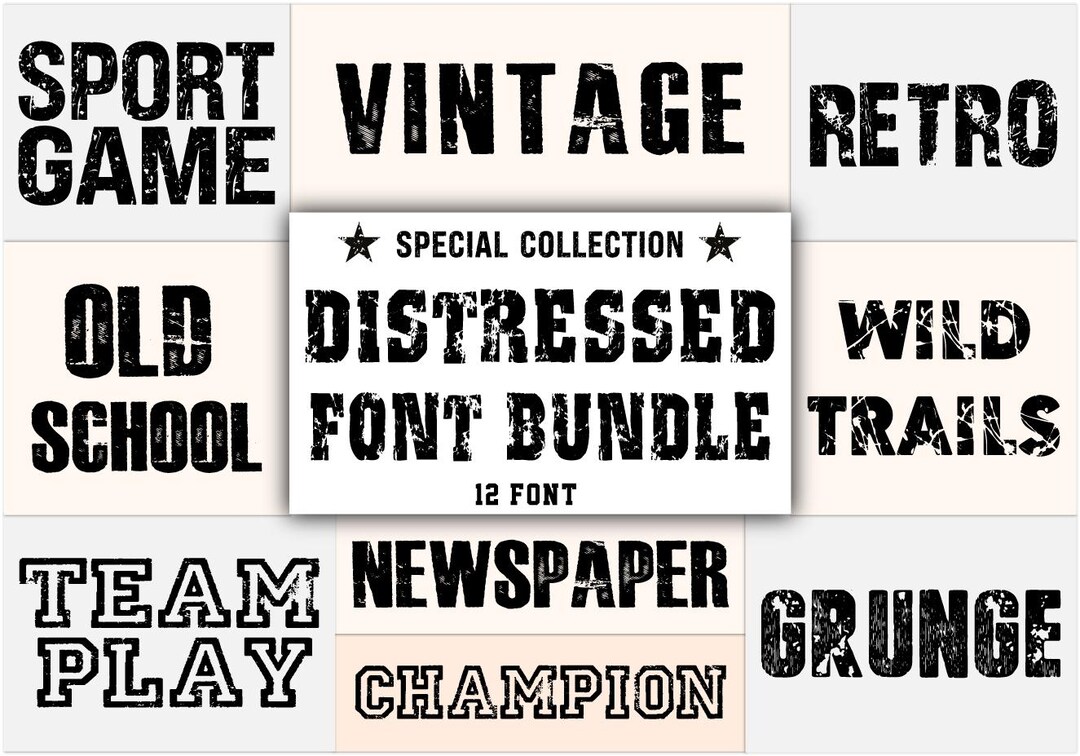 Distressed Font Bundle Svg and TTF, Distressed Alphabet Svg, Vintage ...