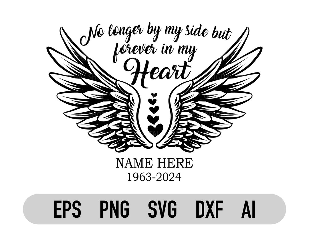 Missing You Svg, Rest in Peace Svg Png Files, Memorial Angel Wings Svg ...