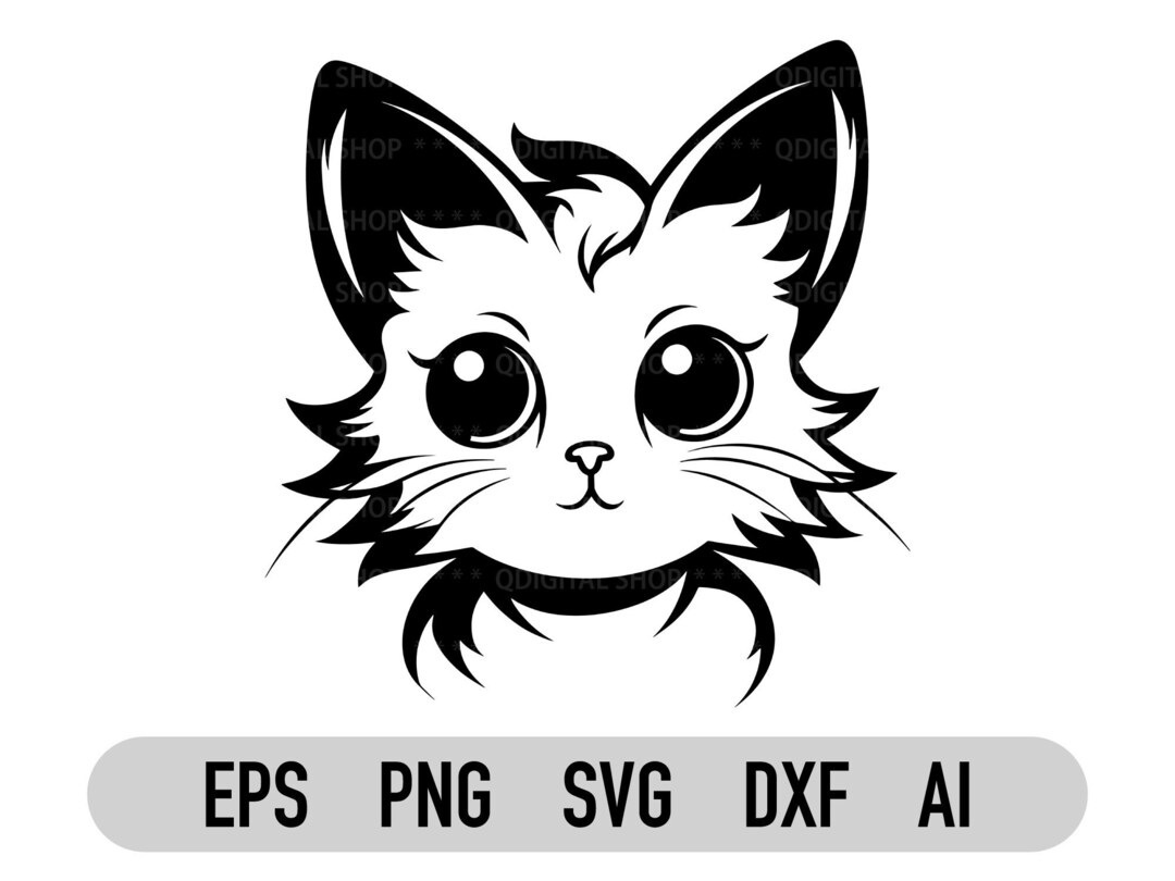 Cute Cat Face Svg, Png, Cut File for Cricut, Animal Lover Svg, Cat ...