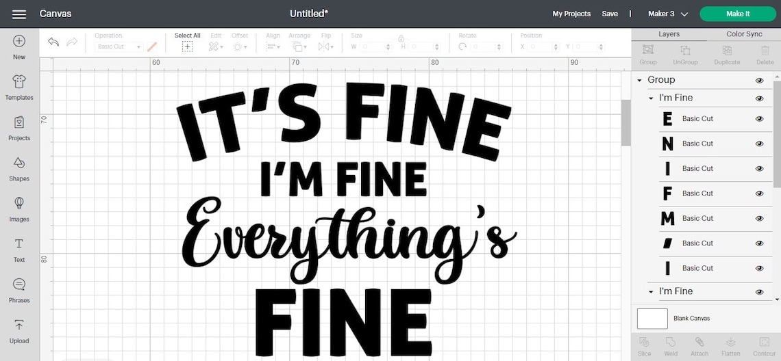 Sarcastic Svg Dxf Png It's Fine I'm Fine | Etsy