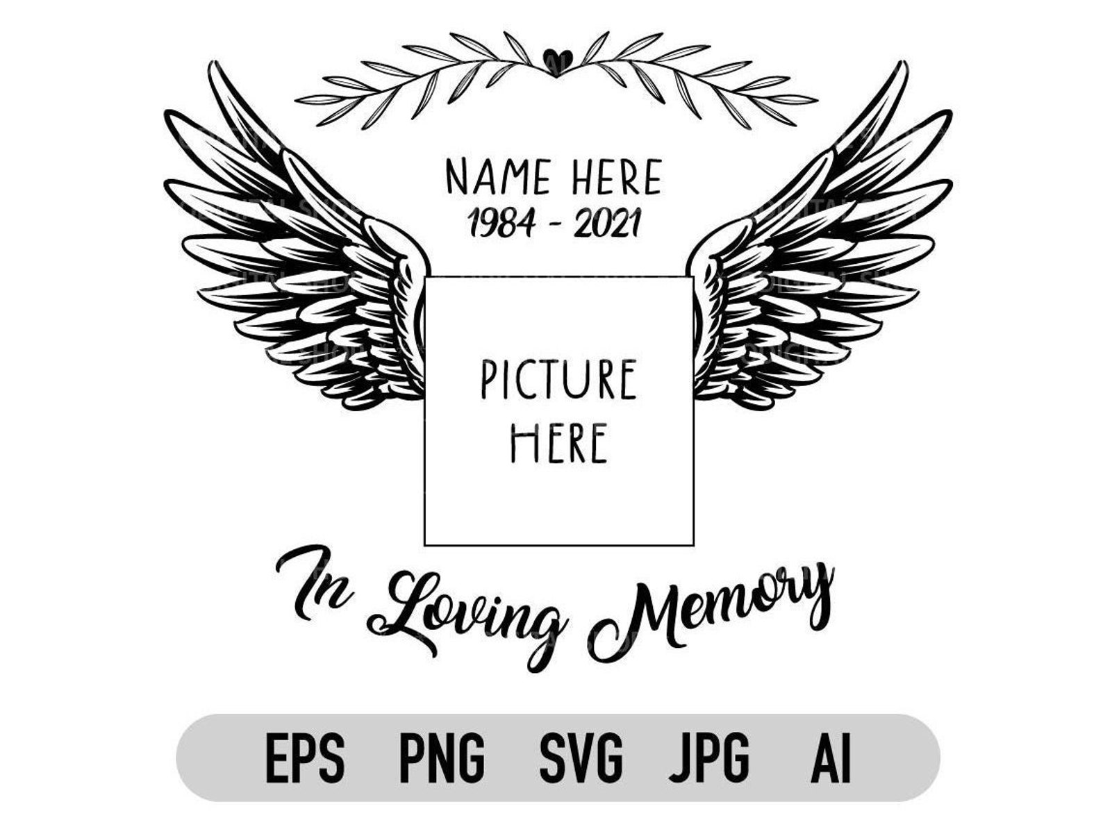In Loving Memory, Memory Day Svg, Angel Svg, Customizable, Commercial ...