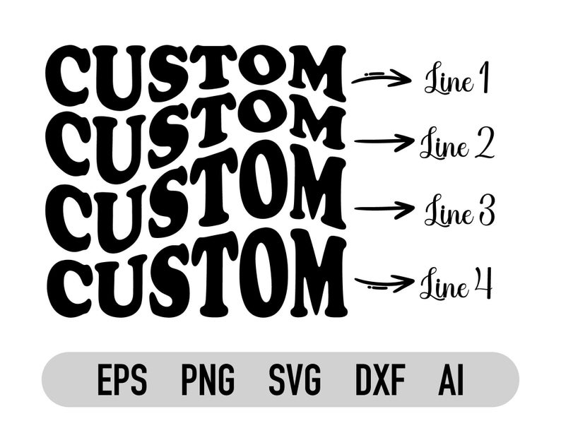 Custom Wavy Letters Svg Png Custom Wavy Stacked Svg - Etsy
