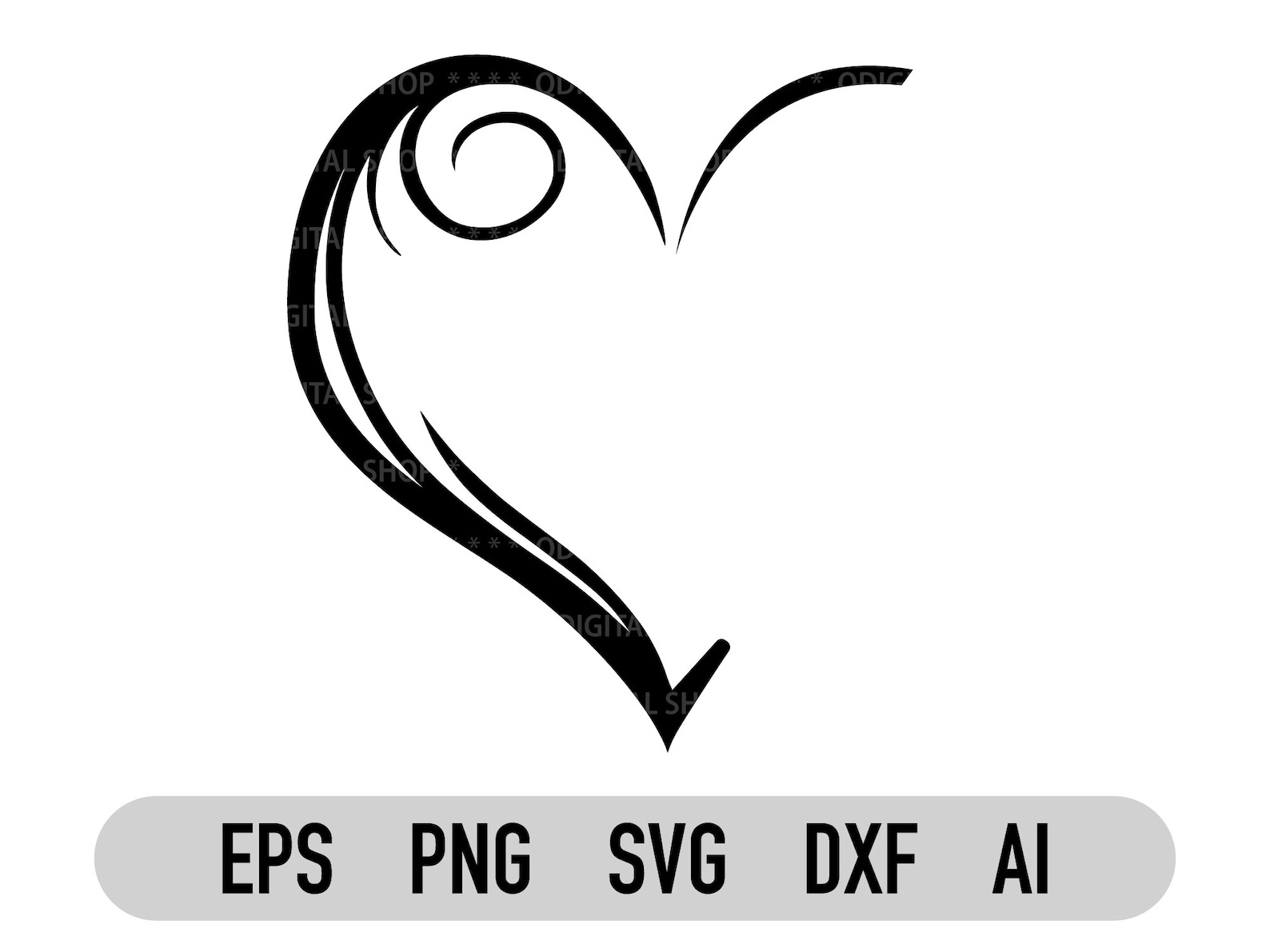 Half a Heart Template Svg, Half Heart Png, Custom Heart Svg, Instant ...