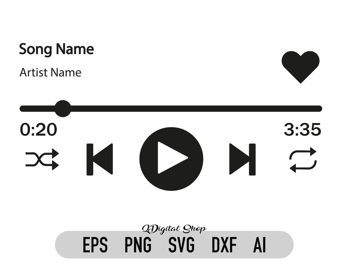 Audio Control Buttons SVG, DXF, Png, Music Player SVG File, Music ...