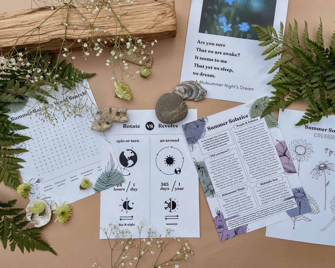 Summer Solstice Unit Study Printable Nature Study STEM Worksheets ...