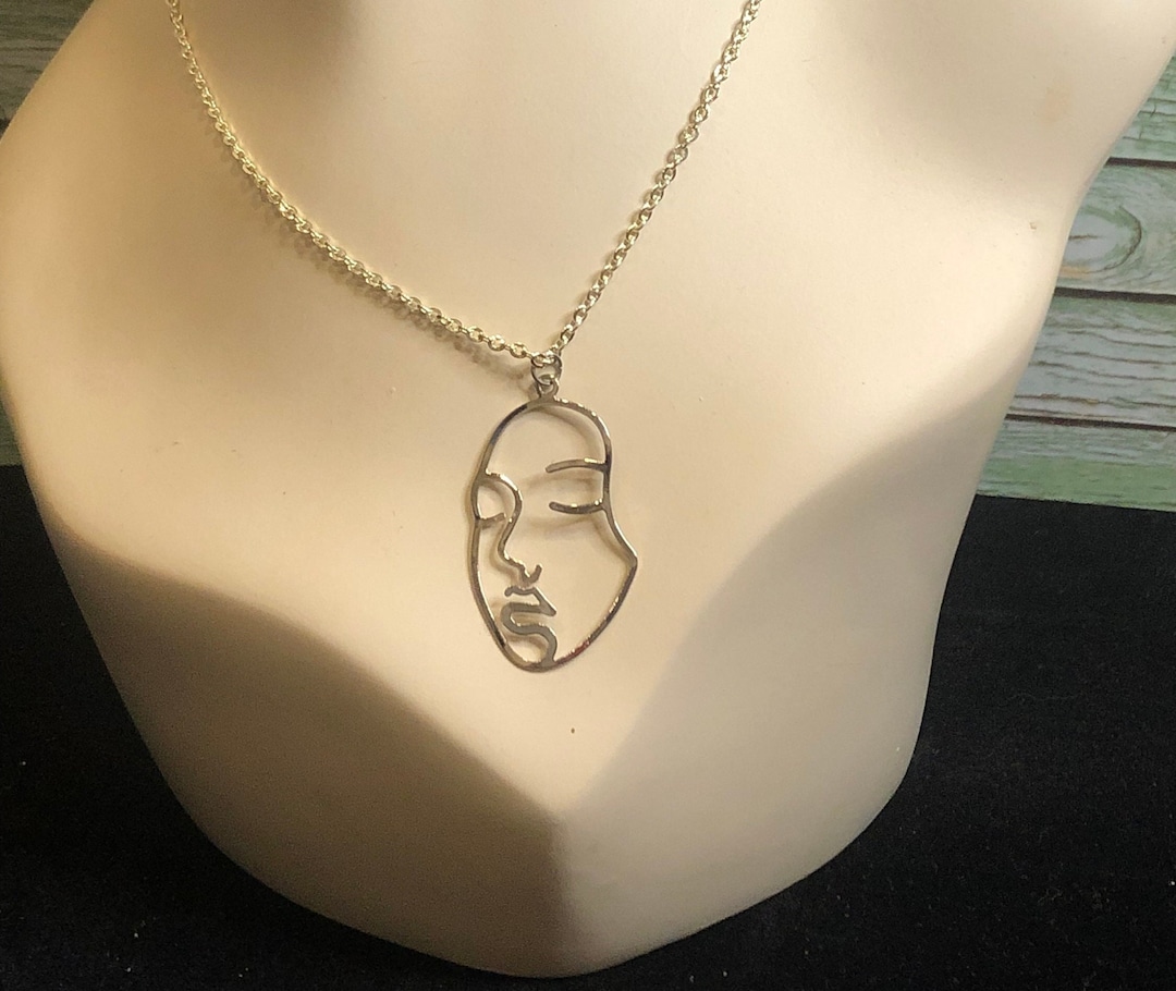 Face Pendant. This Beautifully Silouette . Sterling Silver Plated ...