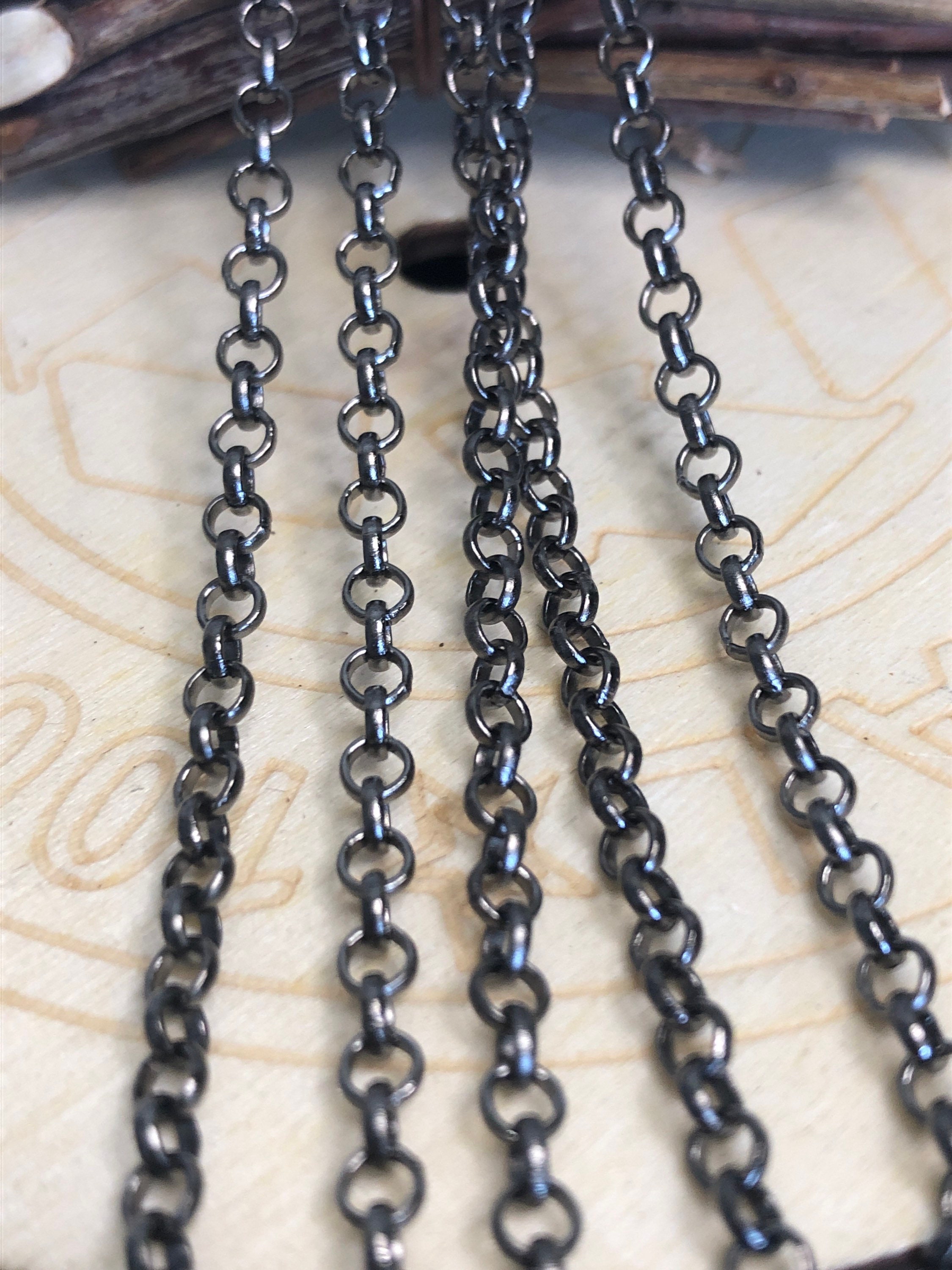 Bulk Chain Sold by the Meter. Gunmetal Colour Rolo Chain Over Iron, 3mm ...