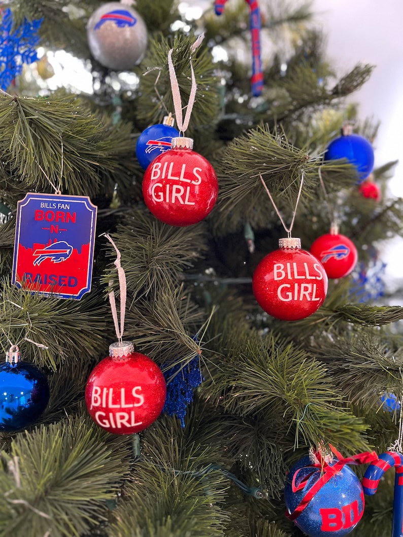 Buffalo Bills Christmas Ornament Bills Round Glass Ornament Lets Go ...