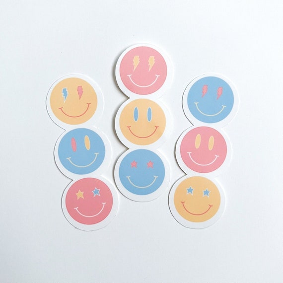Multicolor Smiley Sticker Set pack of 3 | Etsy