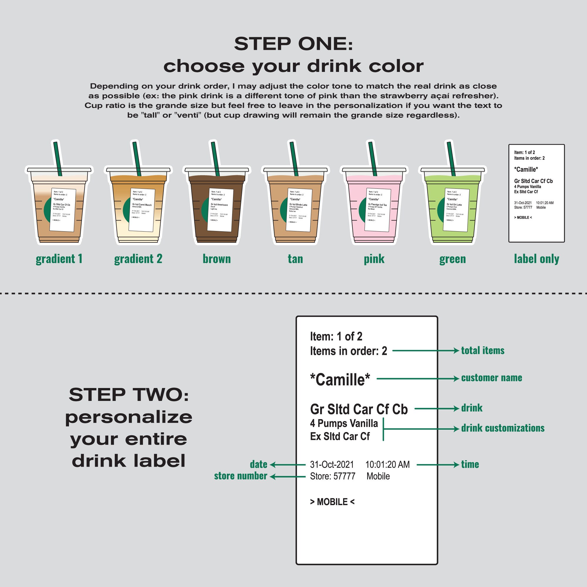 Custom Starbucks Drink Sticker - Etsy