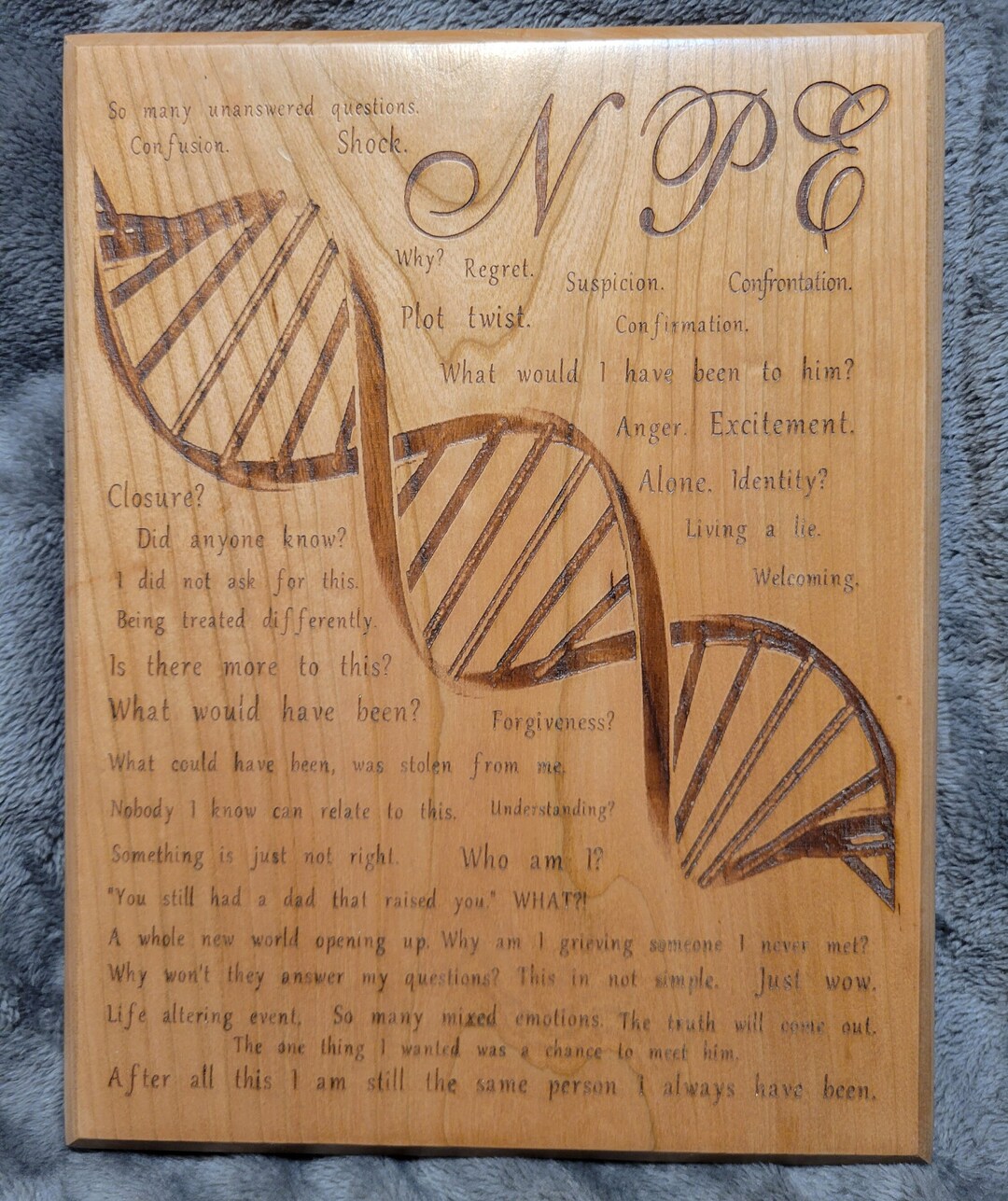 NPE DNA Double Helix Cherry Wood Plaque Laser Engraved - Etsy