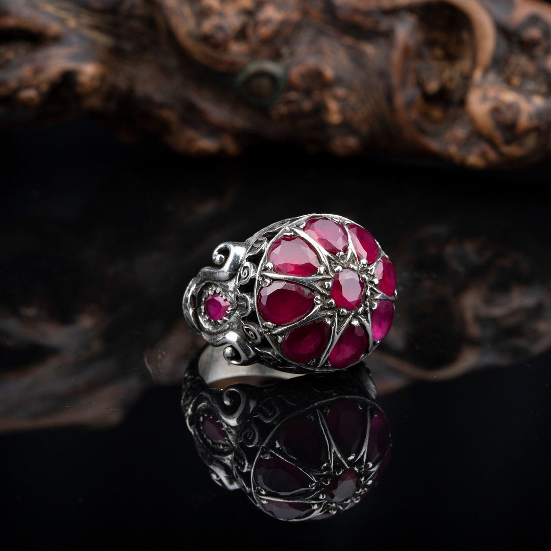 Ottoman Ruby Silver Ring Traditional Turkish Handmade Jewelry,gift for ...